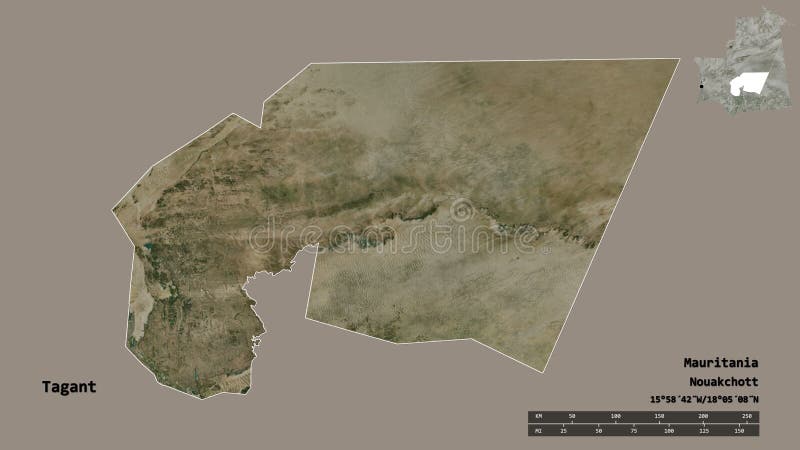 Tagant, Region of Mauritania, on White. Relief Stock Illustration ...