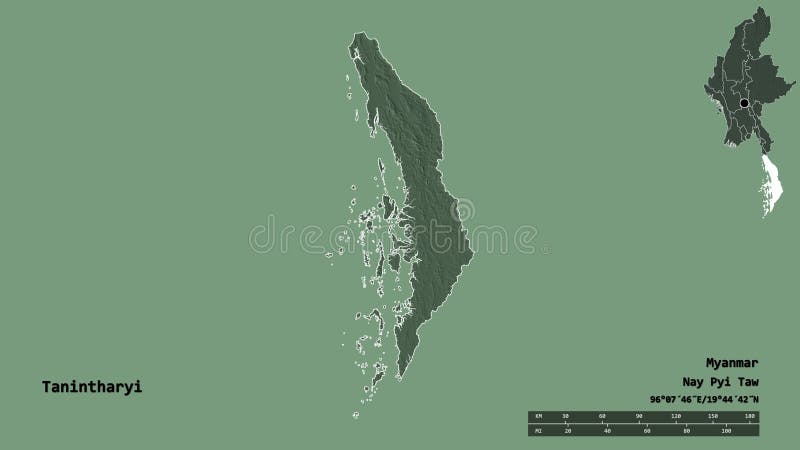 Tanintharyi, Division of Myanmar, Zoomed. Administrative Stock ...