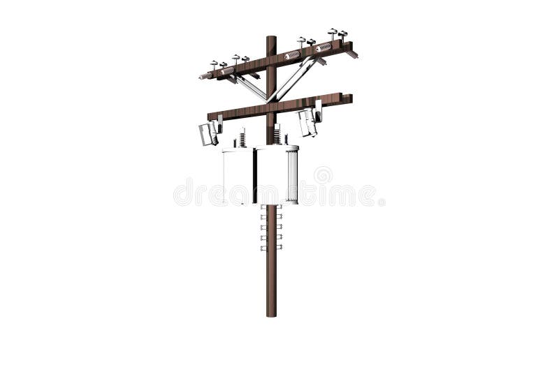 Shape Telephone Pole White Background 3d Rendering Stock Illustration ...