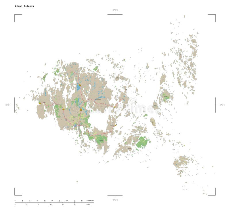 Aland Islands Shape on White. Topo German Stock Illustration ...