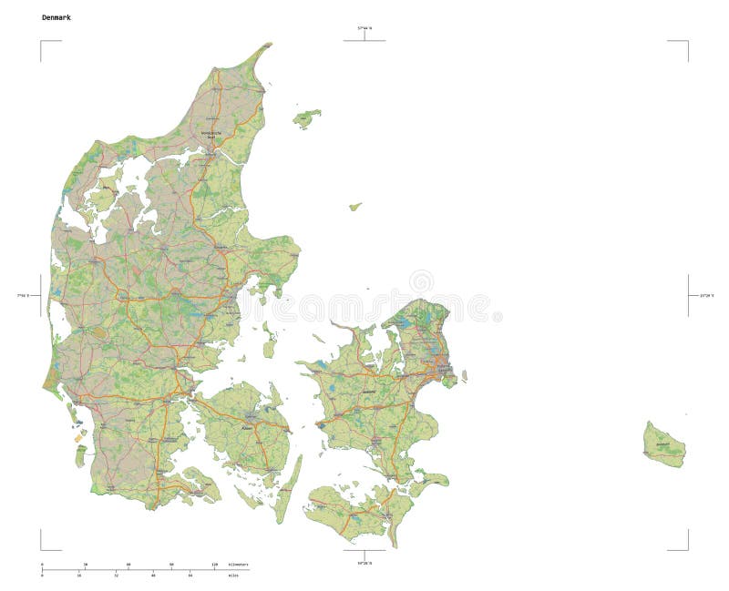 Denmark Shape on White. Topo German Stock Illustration - Illustration ...