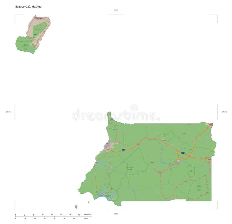 Equatorial Guinea Shape on White. Topo German Stock Illustration ...