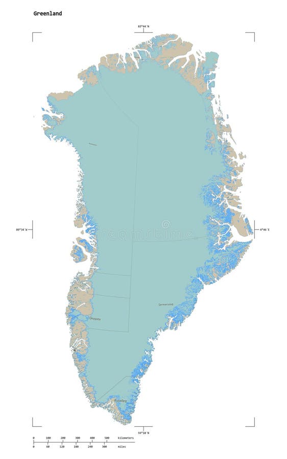 Greenland Shape on White. Topo German Stock Illustration - Illustration ...