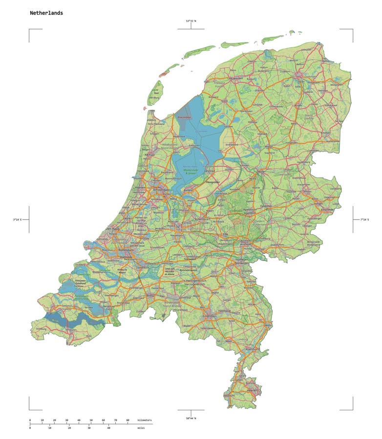 Netherlands Shape on White. Topo German Stock Illustration ...