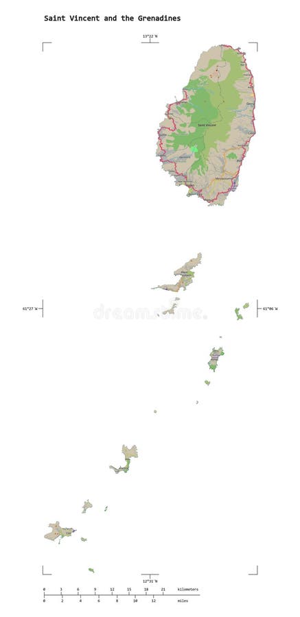Saint Vincent and the Grenadines Shape on White. Topo German Stock ...