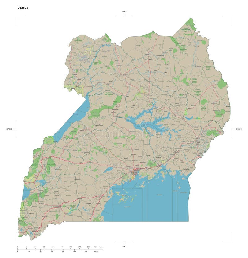 Uganda Shape on White. Topo German Stock Illustration - Illustration of ...