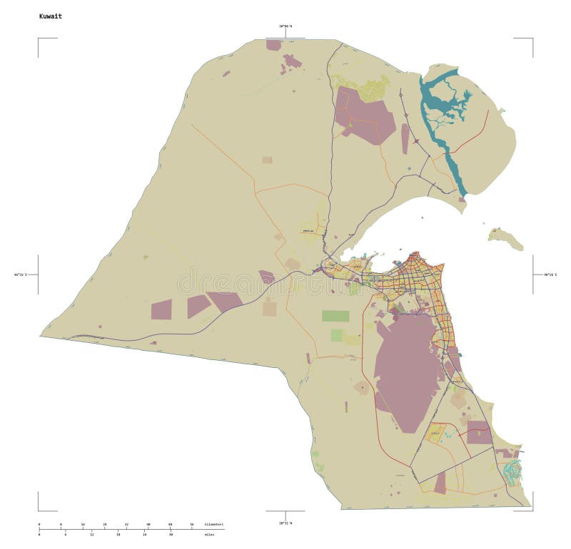 Kuwait Shape on White. Topo Humanitarian Stock Illustration ...