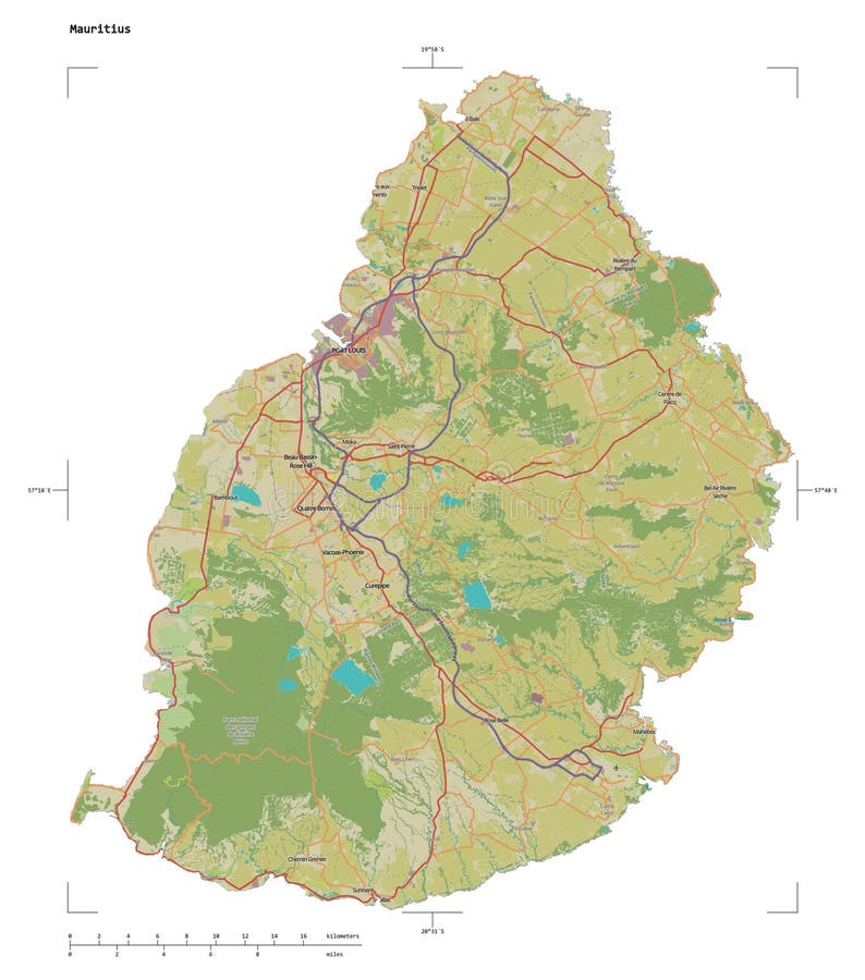 Mauritius Shape on Black. Topo Humanitarian Stock Illustration ...