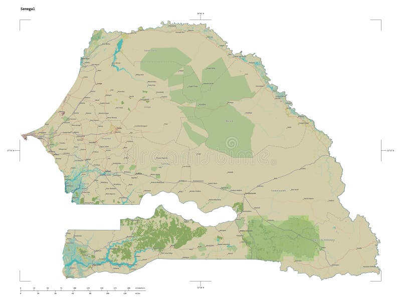 Senegal Shape on White. Topo Humanitarian Stock Illustration ...