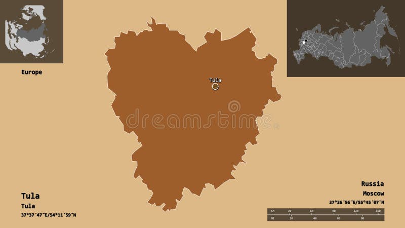 Tula, Region of Russia, Zoomed. Relief Stock Illustration ...
