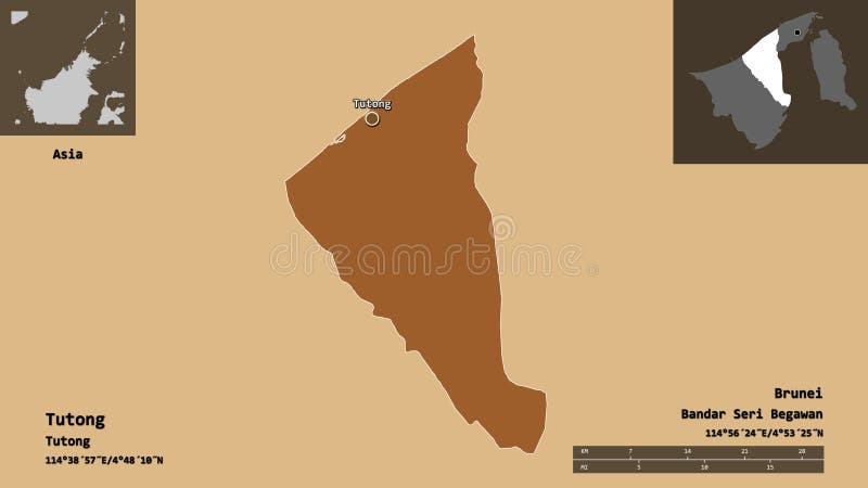 Tutong District Nation of Brunei, the Abode of Peace, Borneo Island Map ...