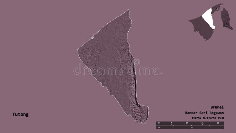 Tutong, District of Brunei, Zoomed. Administrative Stock Illustration ...