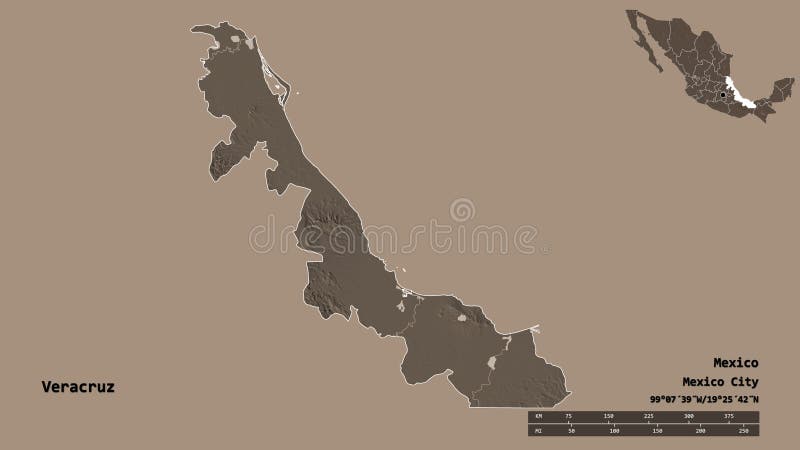 Veracruz, State of Mexico, Zoomed. Administrative Stock Illustration ...