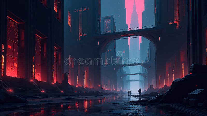 Shape of Wonder: the Neon Metropolis Stock Illustration - Illustration ...