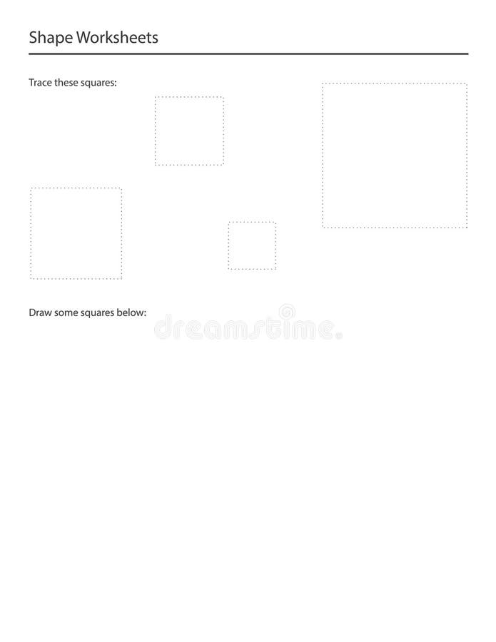 Shape Worksheet: Tracing and Drawing Squares Stock Vector ...