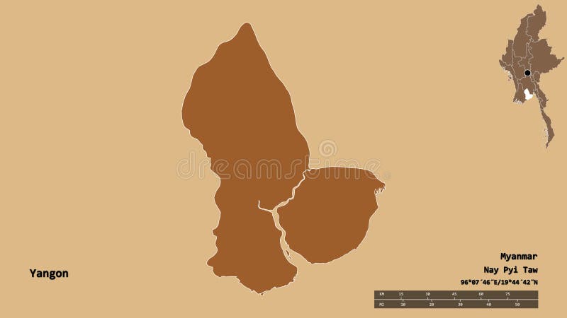 Yangon, Division of Myanmar, Zoomed. Pattern Stock Illustration ...