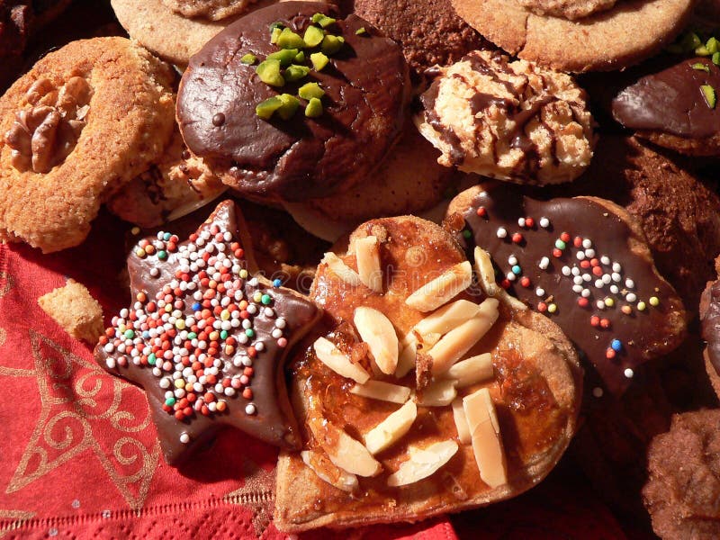 Shaped Christmas Cookies, Heart and Star Stock Photo - Image of ...