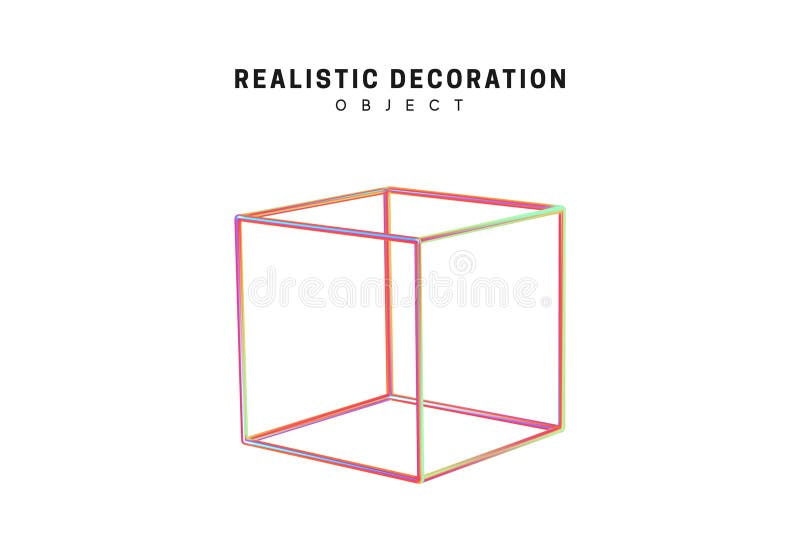Shaped Linear Square, Cube Realistic Shape 3d Objects with Gradient ...