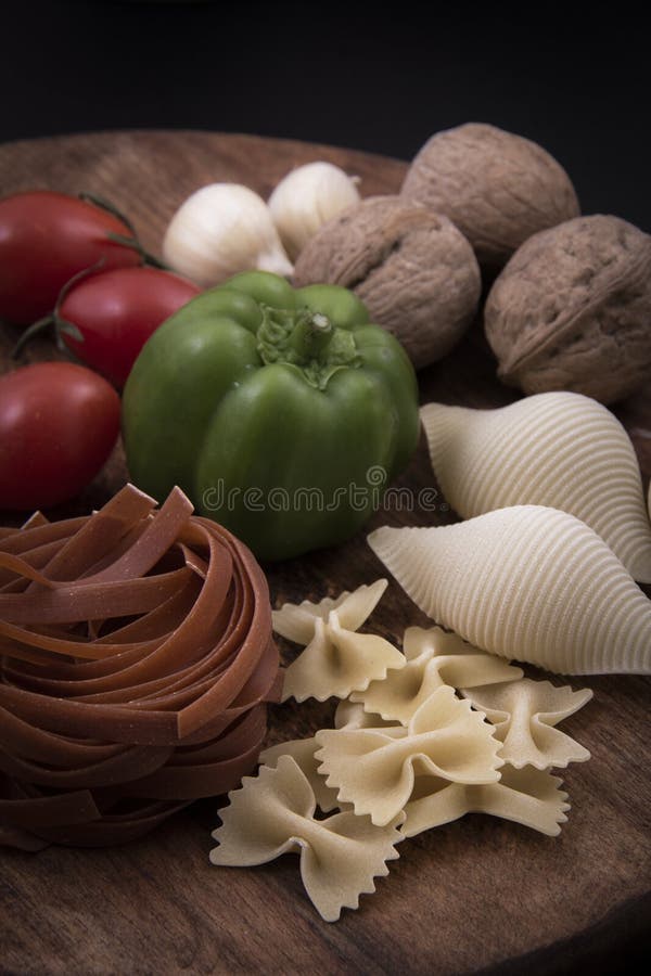Shaped Pasta and Plain Pasta. Pasta with Different Shapes with ...
