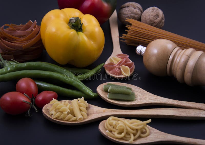 Shaped Pasta and Plain Pasta. Pasta with Different Shapes with ...