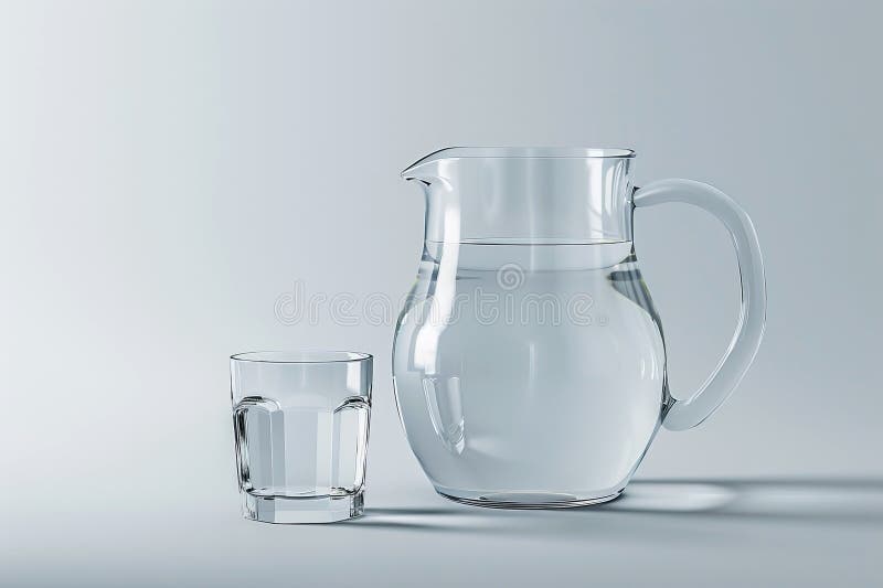Shaped Pitcher of Water with a Glass of Water for Drinking Stock ...