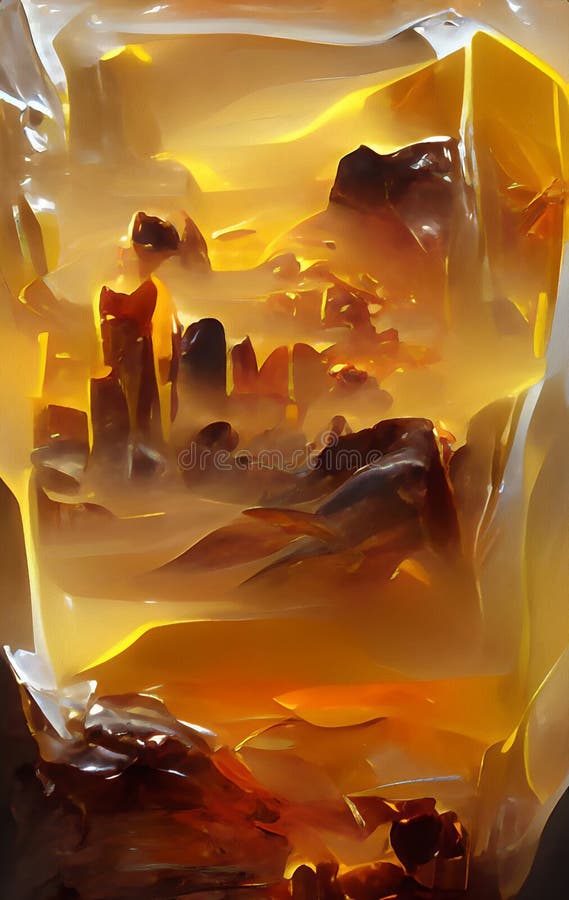 Shapes of Amber - Abstract Digital Art Stock Illustration ...