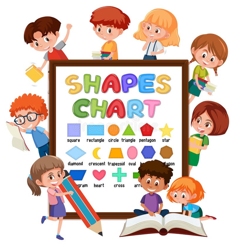 Shapes Chart Board with Many Kids Doing Different Activities Stock ...