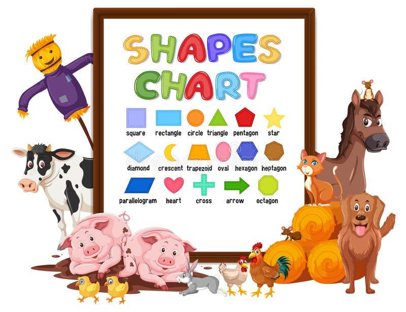 Shapes Chart Board with Wild Animals Stock Vector - Illustration of ...