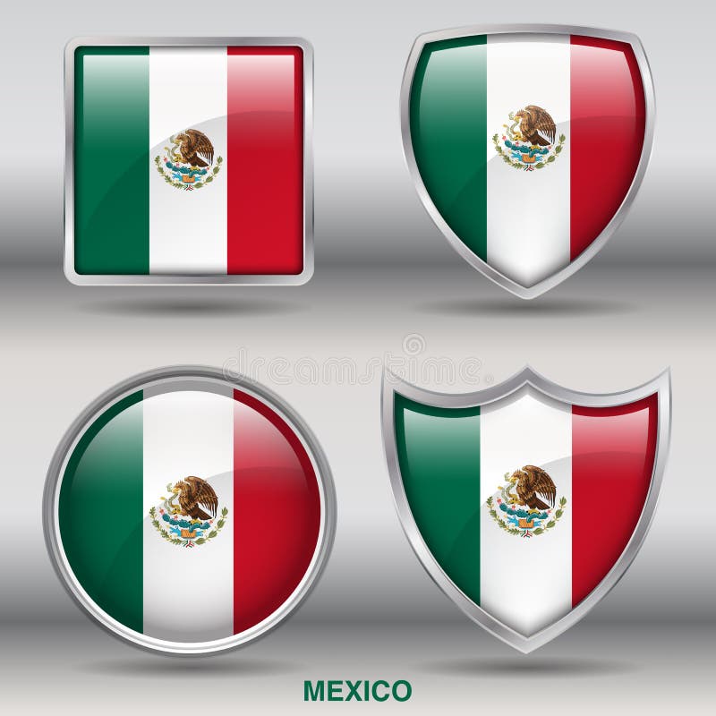Mexico Flag in 4 Shapes Collection with Clipping Path Stock Vector ...