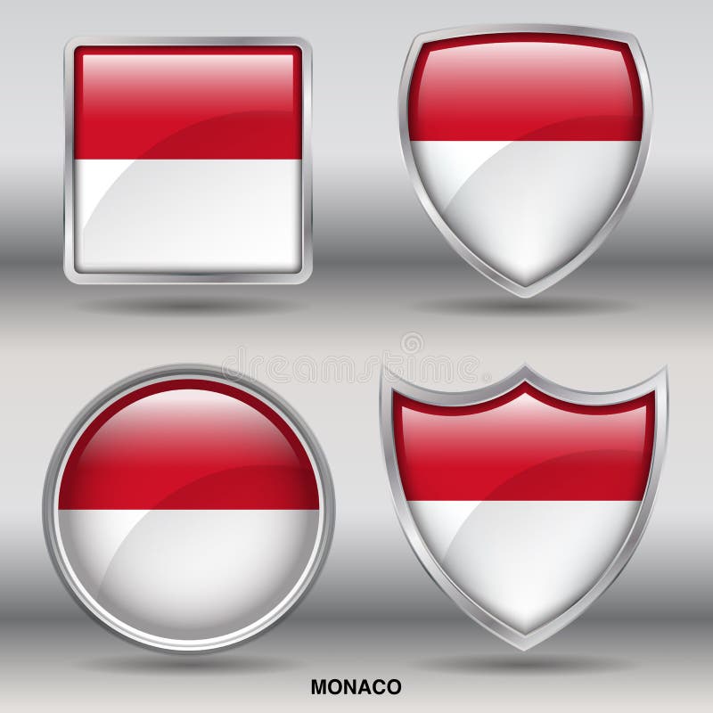 Monaco Flag in 4 Shapes Collection with Clipping Path Stock Vector ...