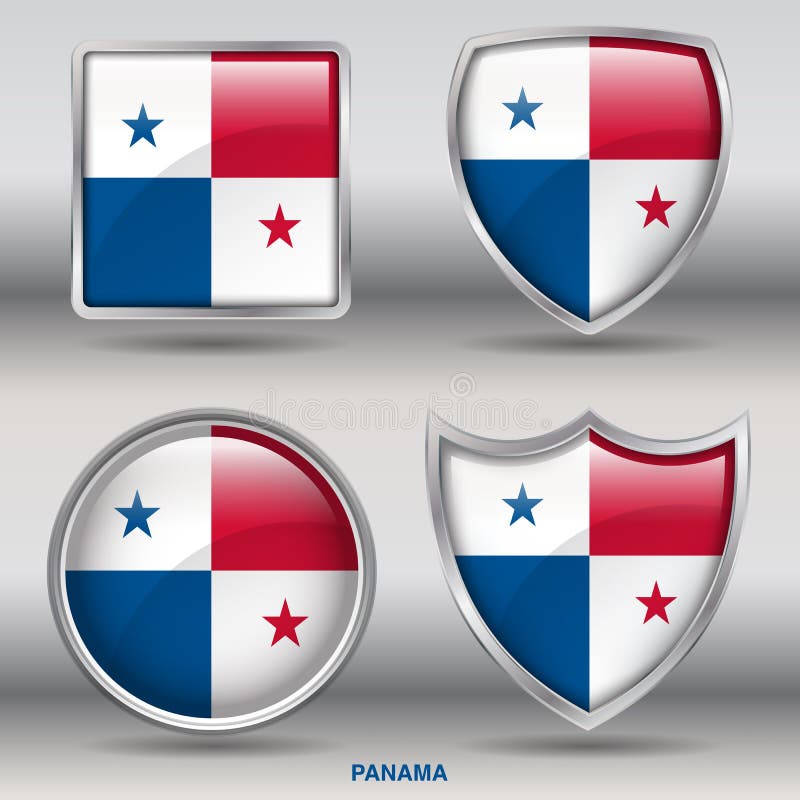 Panama Flag in 4 Shapes Collection with Clipping Path Stock Vector ...