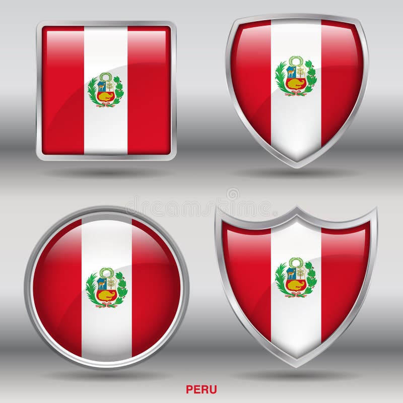 Peru Flag in 4 Shapes Collection with Clipping Path Stock Vector ...