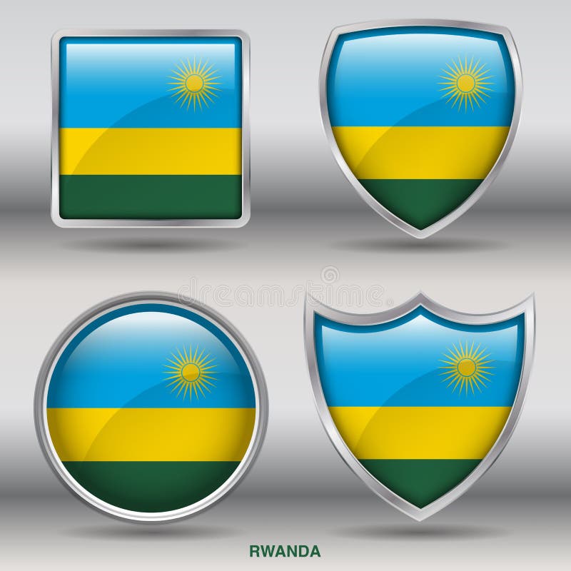 Rwanda Flag in 4 Shapes Collection with Clipping Path Stock Vector ...