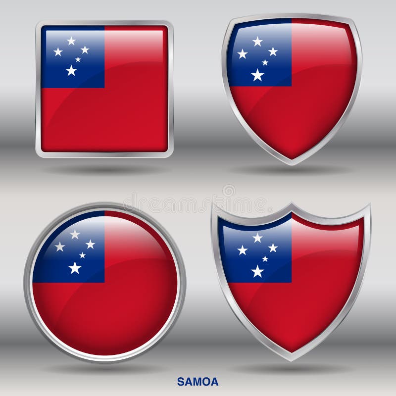 Samoa Flag in 4 Shapes Collection with Clipping Path Stock Vector ...