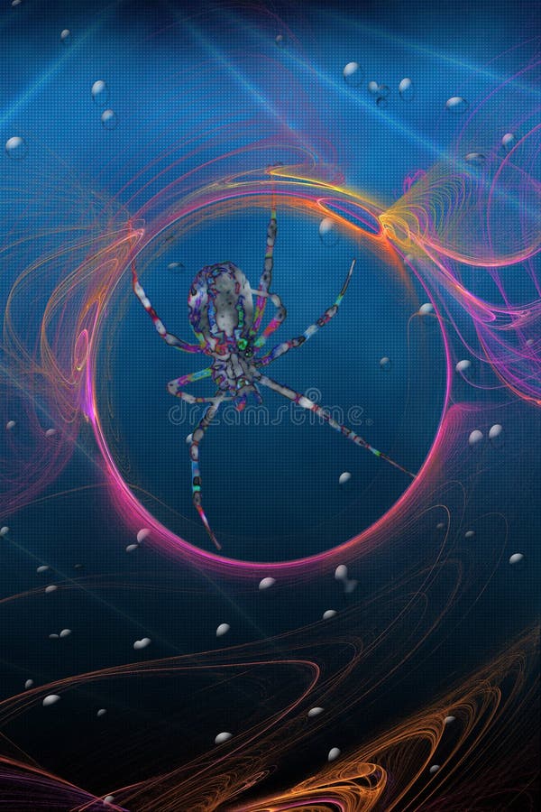 Shapes and Colors, Abstract Computer Art, Spider in a Circle Stock ...