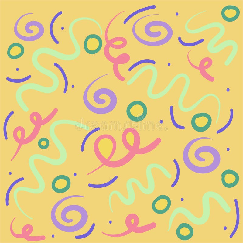 Shapes Elements 90s Pattern Hand Drawn Seamless Stock Vector ...