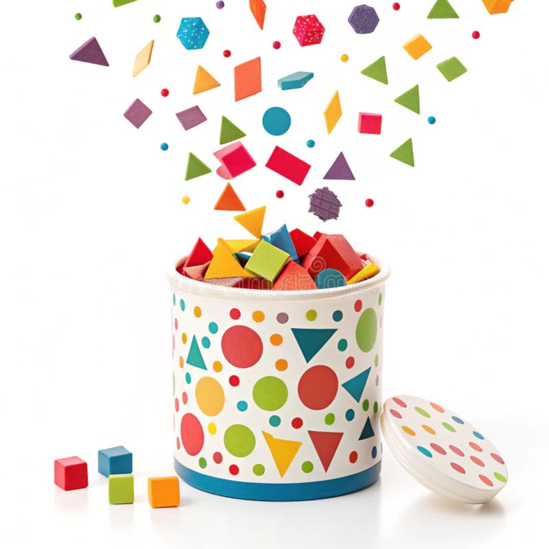 Shapes Exploding from Container on Transparent Background Stock ...