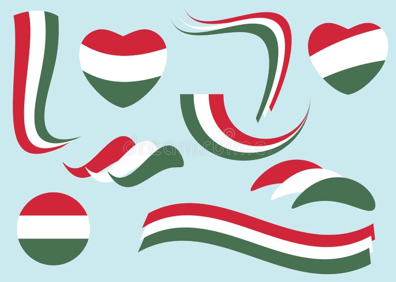 Shapes of Flag of Hungary - Curved Vector Icons Stock Vector ...