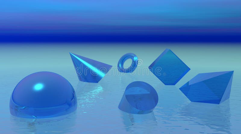 Shapes Floating in Blue Ocean Stock Illustration - Illustration of deep ...