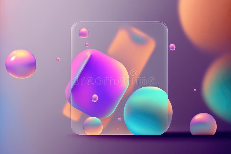 Shapes Glassmorphism Background. 3d Render Stock Illustration ...
