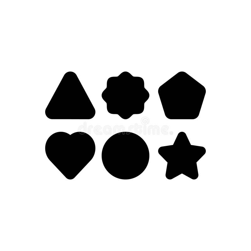 Black Solid Icon for Shapes, Feature and Size Stock Illustration ...