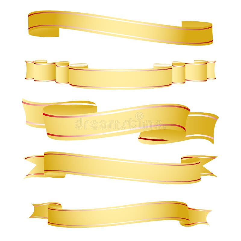 Gold ribbon collection stock vector. Illustration of element - 13567752