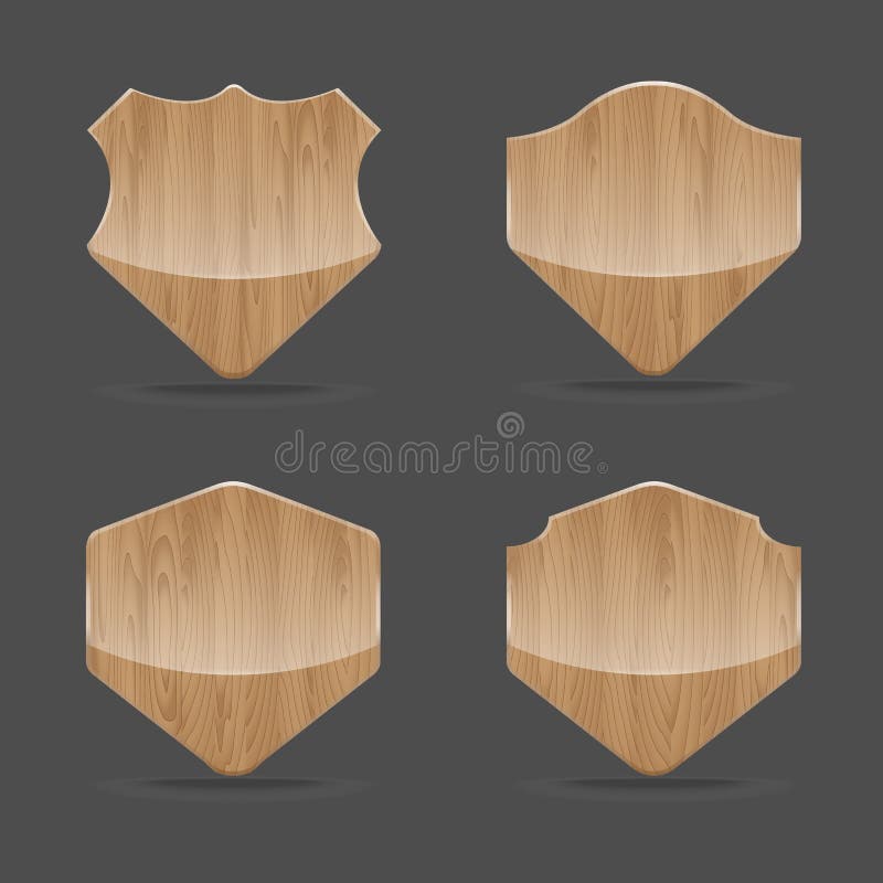 Set Of 6 Shapes Wooden Sign Boards Stock Illustration - Illustration of ...