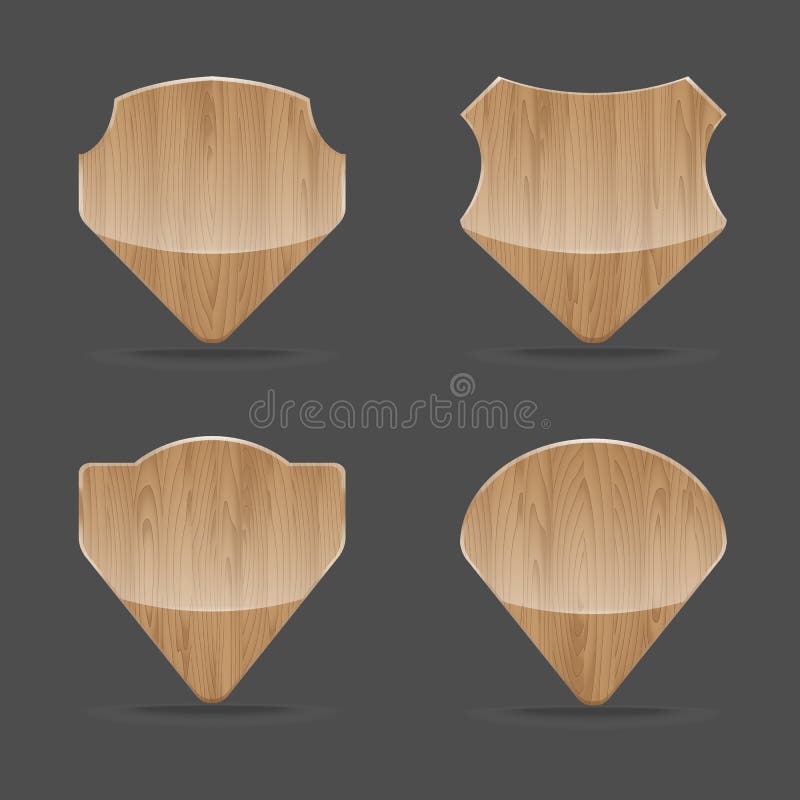 Set Of 6 Shapes Wooden Sign Boards Stock Illustration - Illustration of ...
