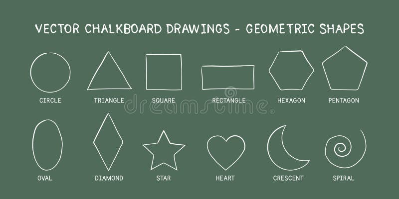 Simple Geometric Shapes Hand-drawn Style Vector Design. Chalkboard ...