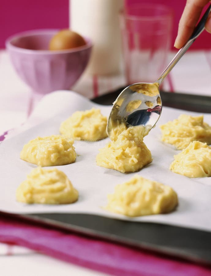 Shaping the Choux Buns on the Baking Tray Stock Image - Image of ...
