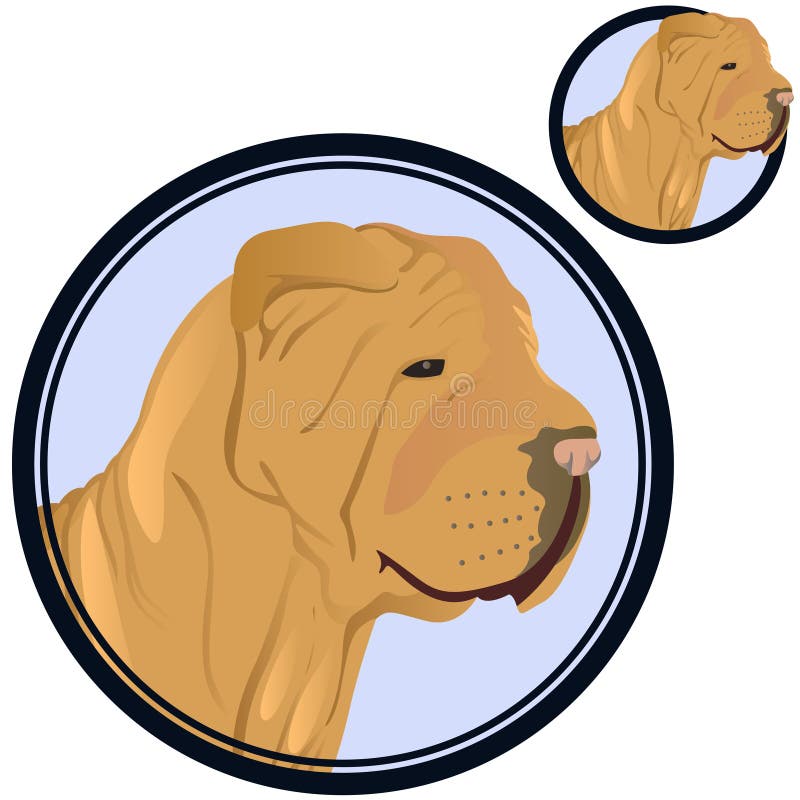 Shar Pei Dog Head in Circle Stock Vector - Illustration of symbol ...