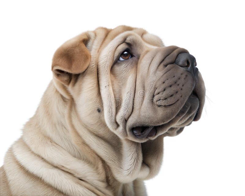 Shar Pei Portrait Isolated on White Background. Shar Pei Headshot on ...