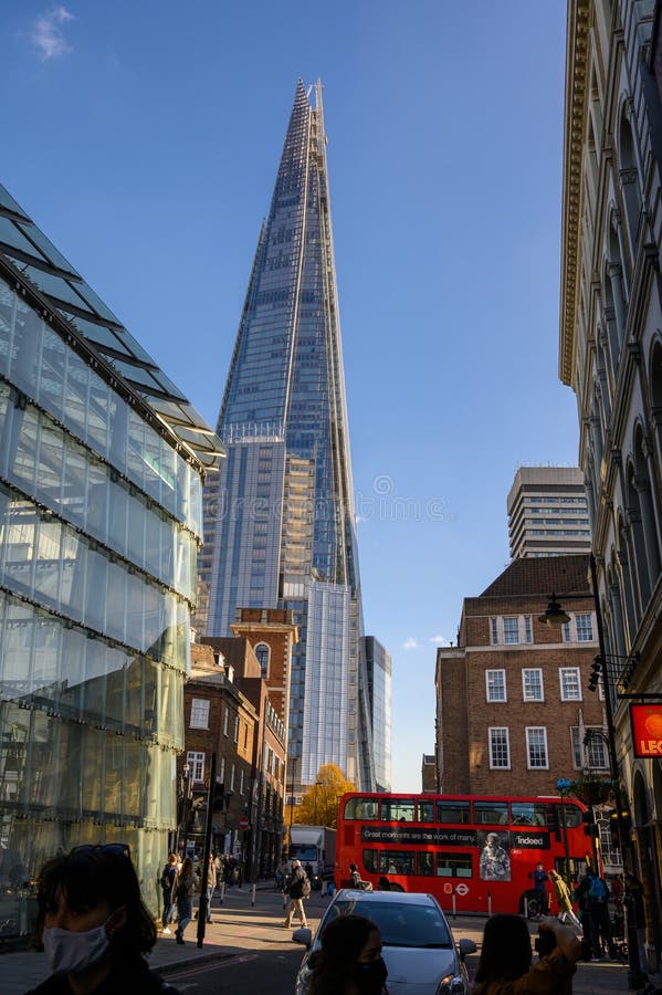 The Shard with Double Decker Bus in the Foreground Editorial ...