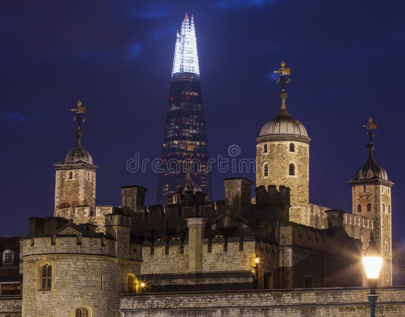 Shard and the Tower of London Editorial Stock Image - Image of ...